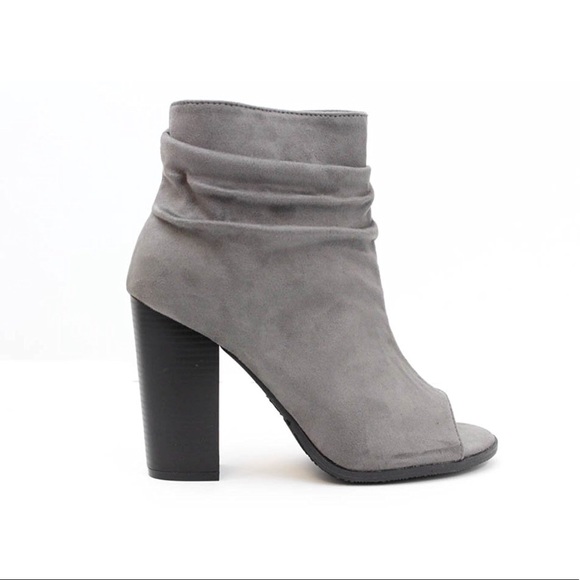 Boutique | Shoes | Gray Slouchy Peep Toe Bootie | Poshmark